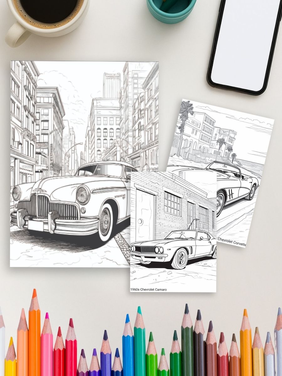 Classic Cruisers – 115 Vintage Car Coloring Pages - Color And Learn Store